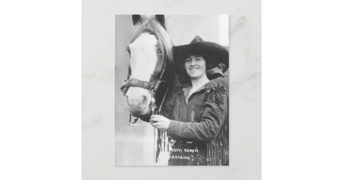 Ruth Roach and her horse. Postcard | Zazzle
