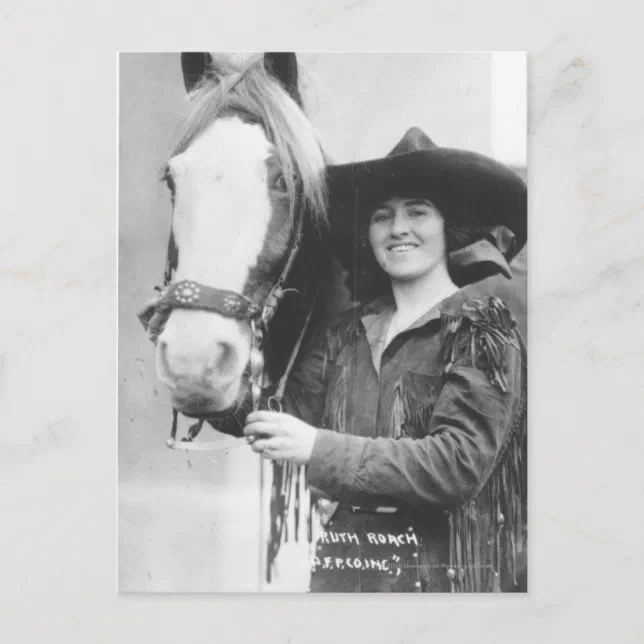 Ruth Roach and her horse. Postcard | Zazzle