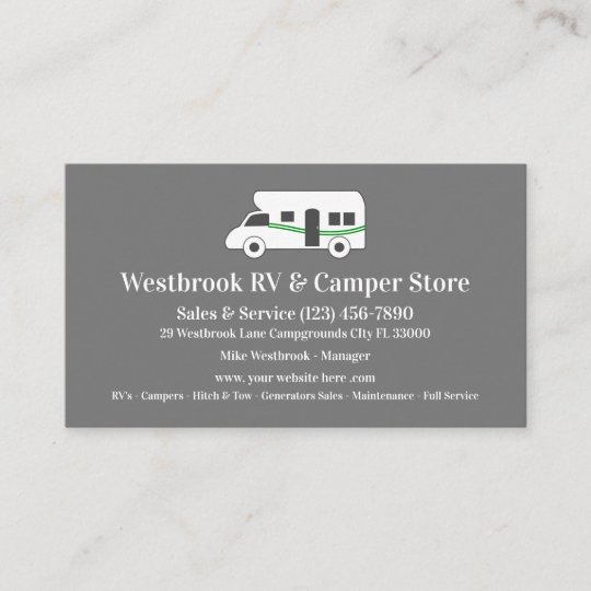 RV And Camper Dealer Retail Store Business Card | Zazzle.com