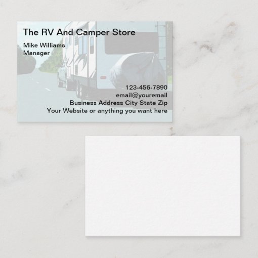RV and Camper Store Business Card | Zazzle