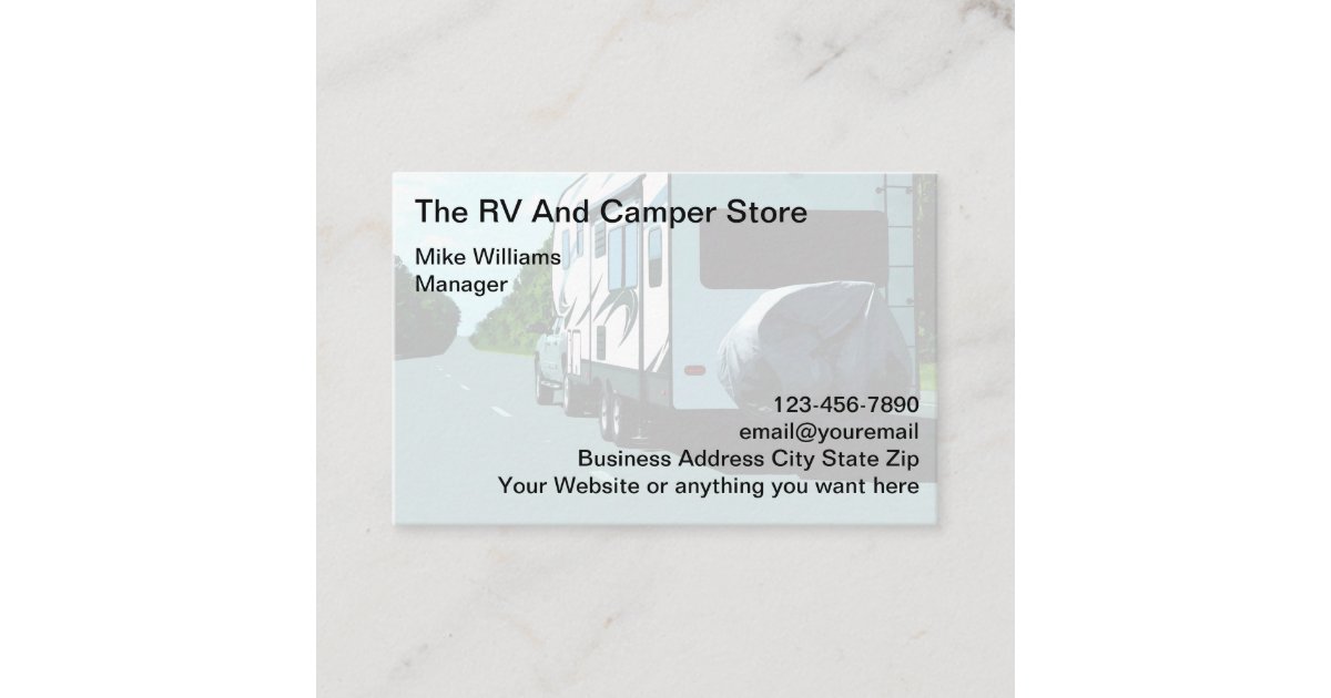 RV and Camper Store Business Card | Zazzle