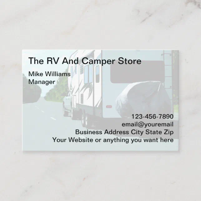 RV and Camper Store Business Card | Zazzle