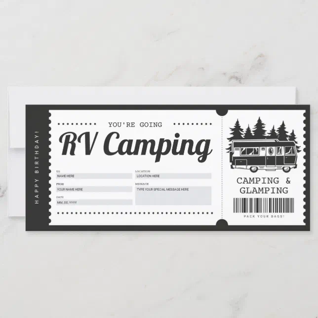 RV Camping Gift Voucher, Summer Camp Certificate | Zazzle