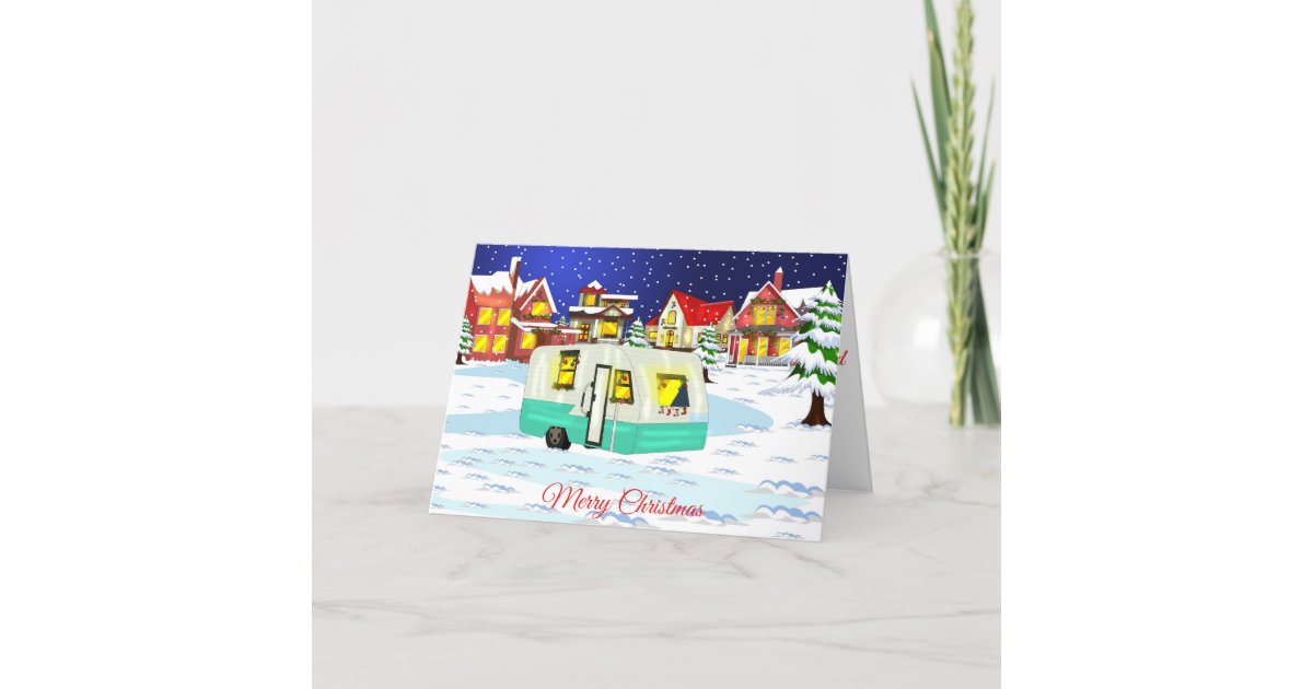 RV Christmas and Holiday Card with Small Trailer | Zazzle