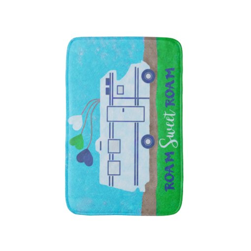 RV Motorhome Roam Sweet Roam Cute Camper Travel Bathroom Mat | Zazzle
