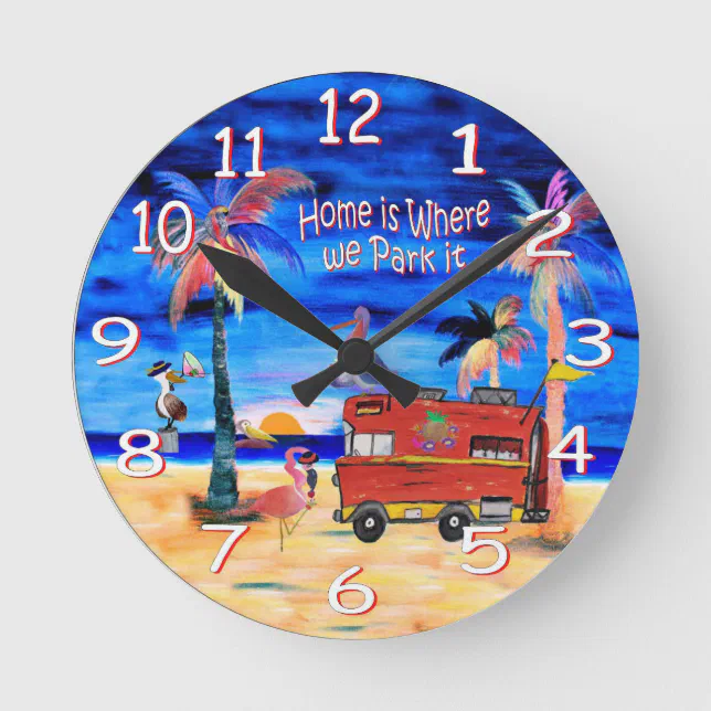 RV retro camper wall clock | Zazzle