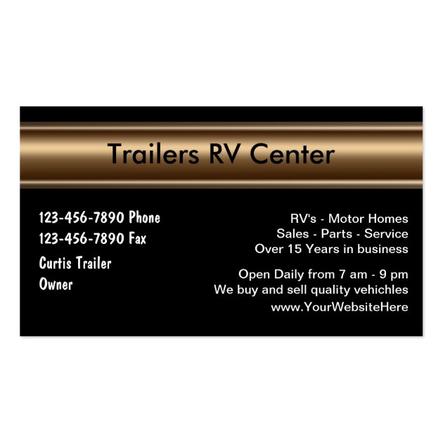 RV Trailer Business Cards