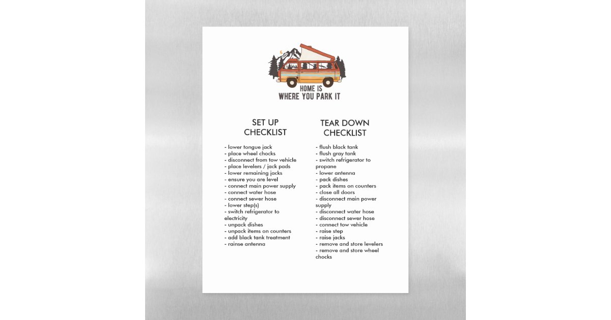 RV Trailer Editable Set Up and Tear Down Checklist Magnetic Dry Erase ...