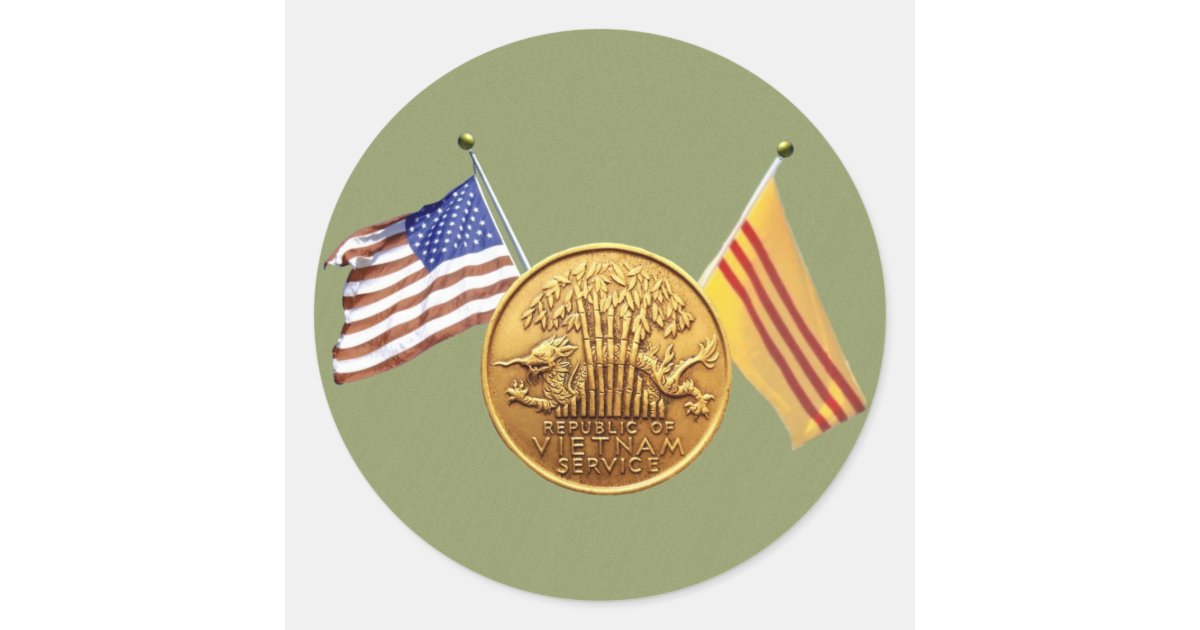 RVN service with flags green sticker | Zazzle