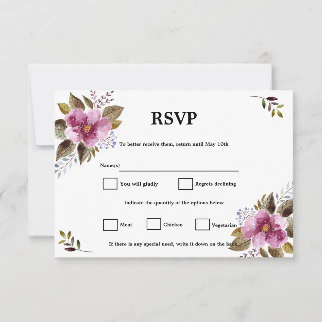RVSP RSVP CARD | Zazzle