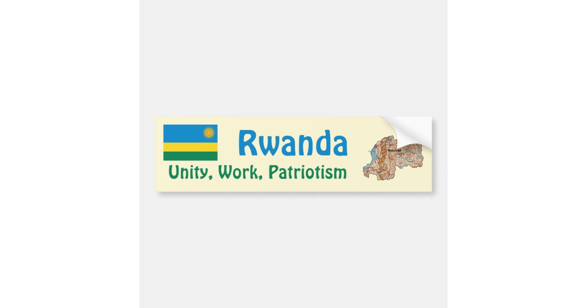 Rwanda Flag + Map Bumper Sticker | Zazzle