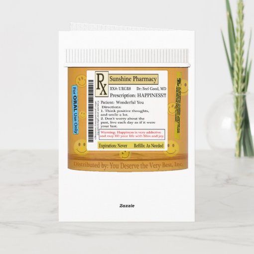 RX Funny Happiness Prescription Card | Zazzle