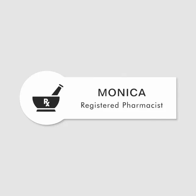 RX Pharmacy Logo Pharmacist Medical Care Name Tag | Zazzle