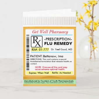 RX Prescription for Flu Card | Zazzle