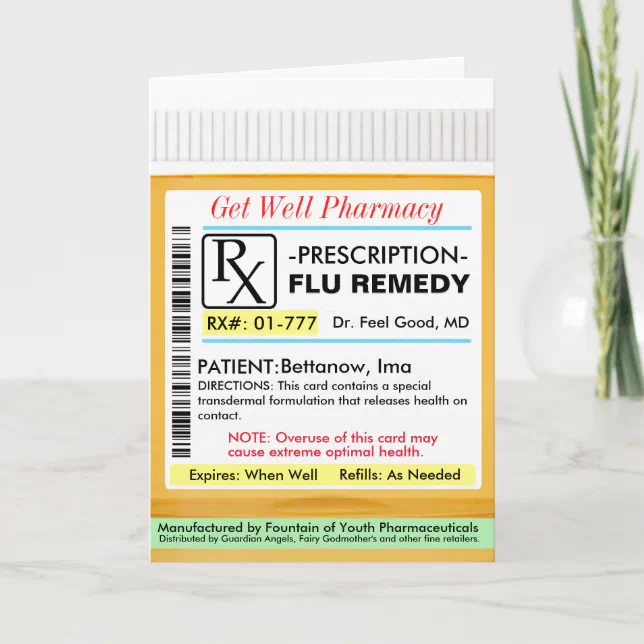 RX Prescription for Flu Card | Zazzle