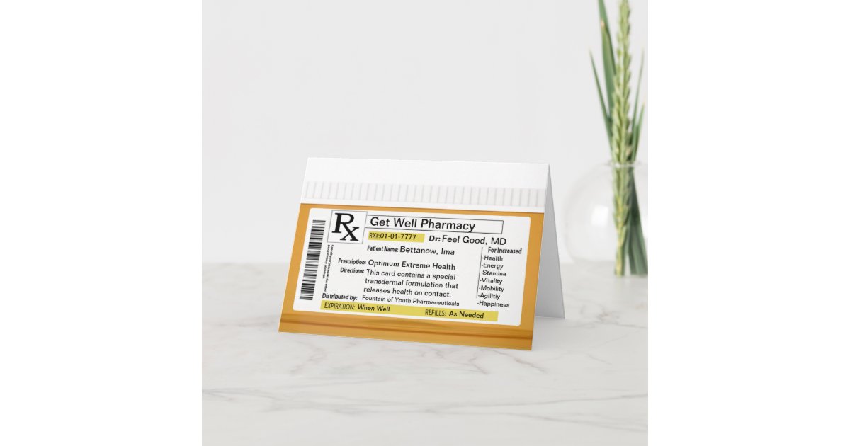 RX Prescription for Health Card | Zazzle