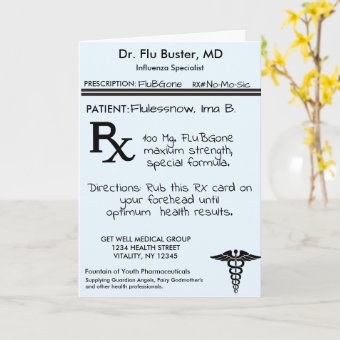 RX Prescription Pad Funny Flu Remedy Card | Zazzle
