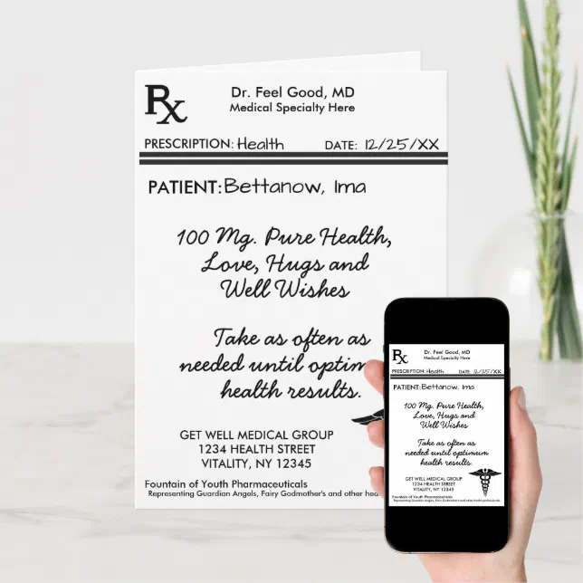 RX Prescription Pad Get Well Card | Zazzle