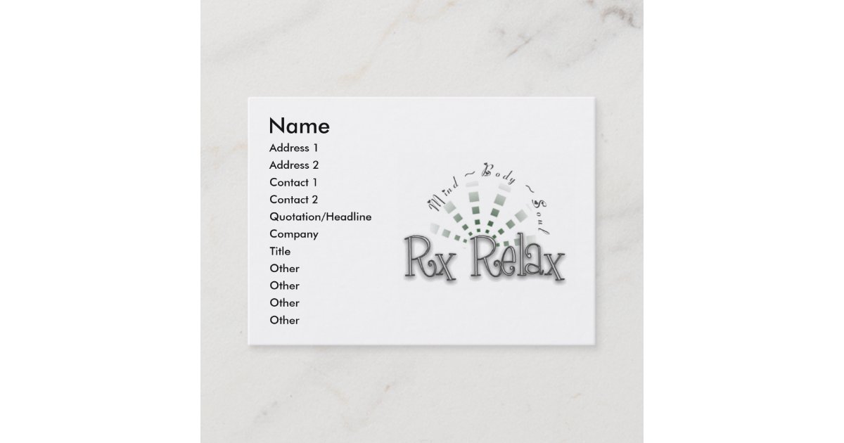 RX Relax Business Card | Zazzle