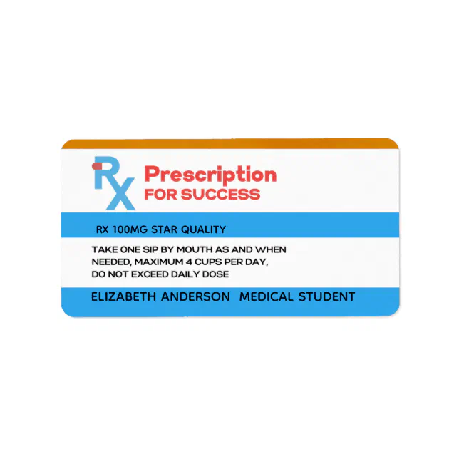 RX SUCCESS Nurse Doctor Medical Graduation Favor Label | Zazzle