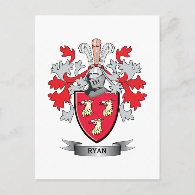 Ryan Coat of Arms Postcard | Zazzle