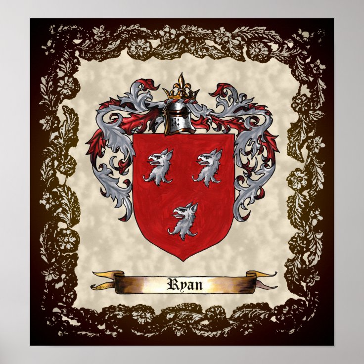 Ryan Coat of Arms Poster | Zazzle