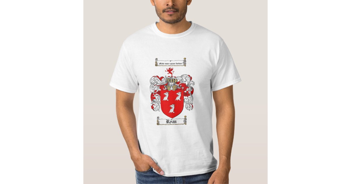 Ryan Family Crest - Ryan Coat of Arms T-Shirt | Zazzle
