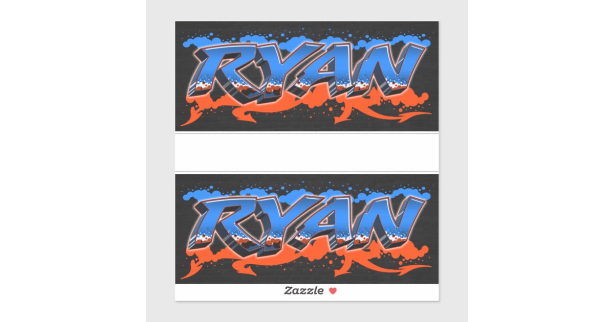 Ryan First Name Graffiti Sticker | Zazzle