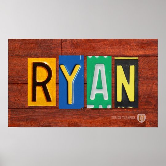 RYAN License Plate Lettering Name Sign Poster | Zazzle.com