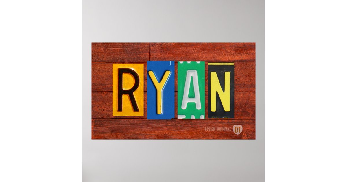 RYAN License Plate Lettering Name Sign Poster | Zazzle