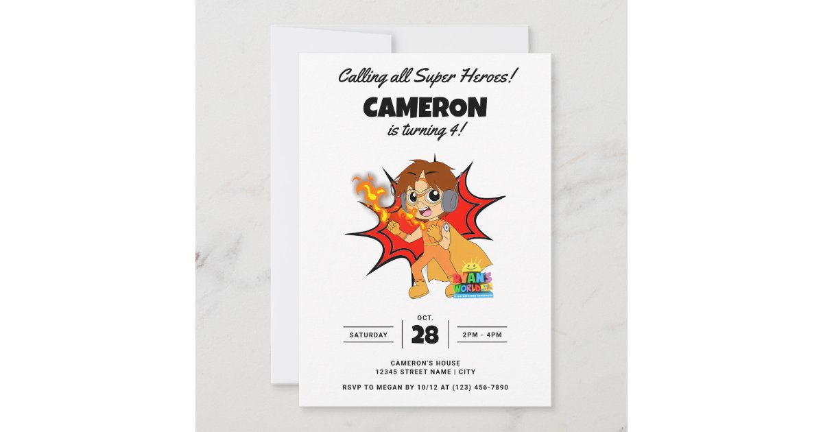 Ryan's World Comic Birthday Invitation | Zazzle