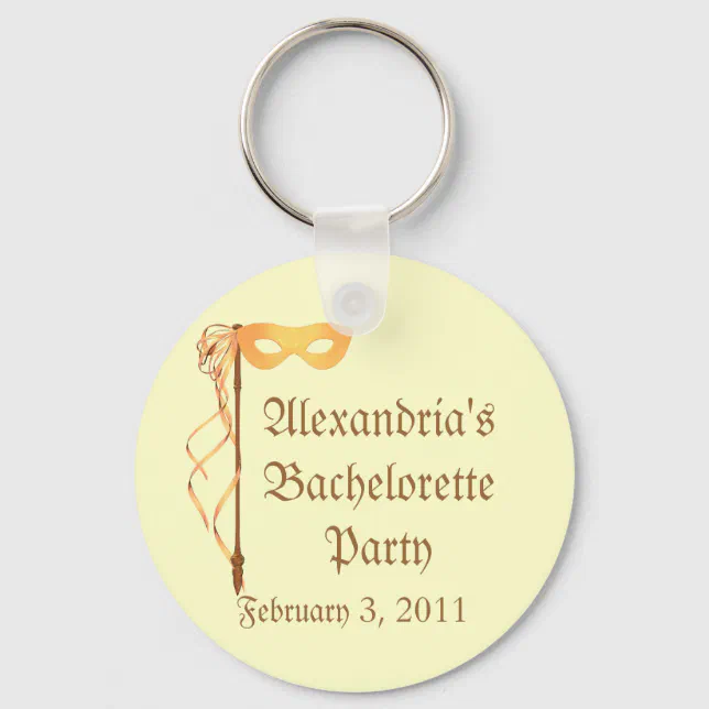 s Bachelorette Party" - Masquerade Theme Keychain | Zazzle