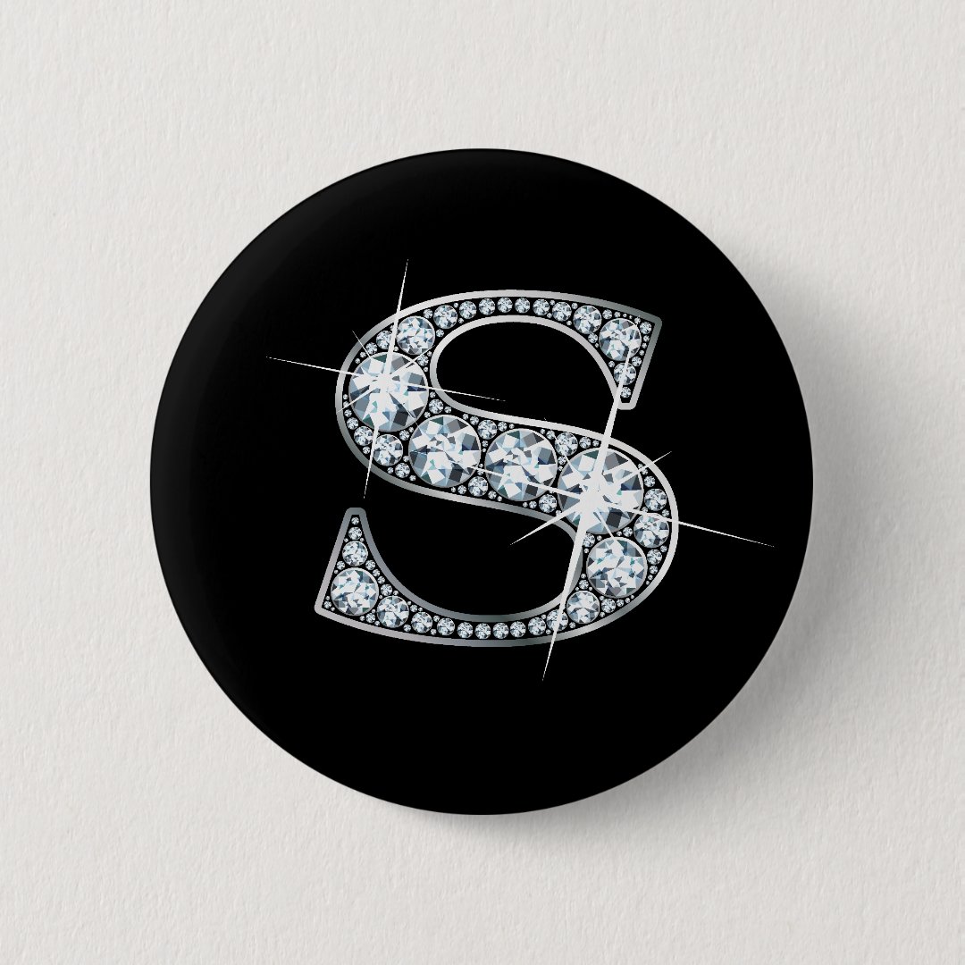 "S" Diamond Bling Button | Zazzle