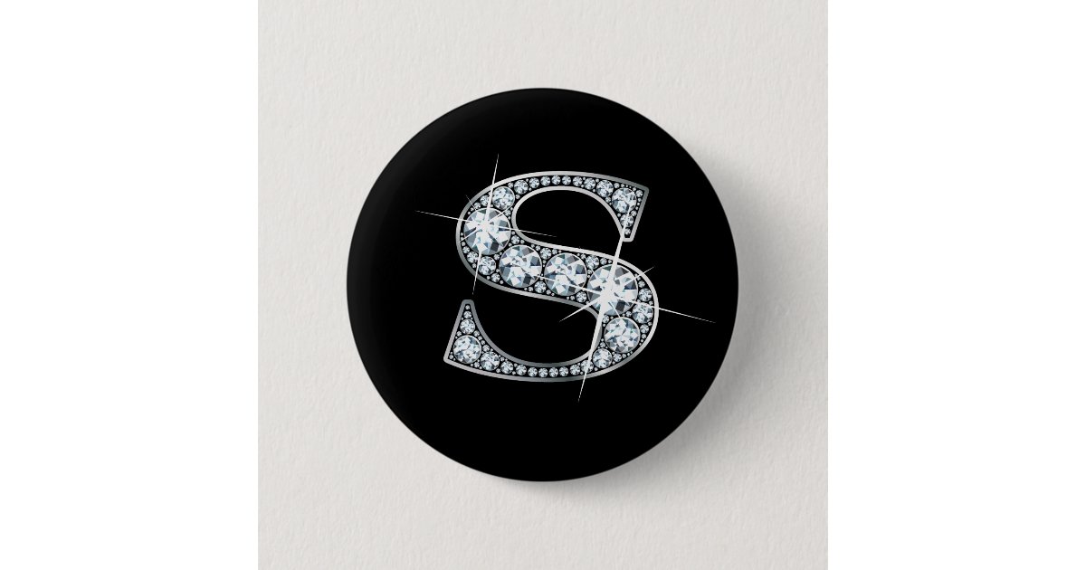 "S" Diamond Bling Button | Zazzle
