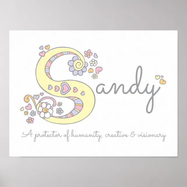 S for Sandy monogram letter art name meaning Poster | Zazzle