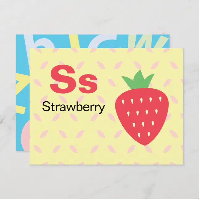 S is for Strawberry - Alphabet Flash Card | Zazzle