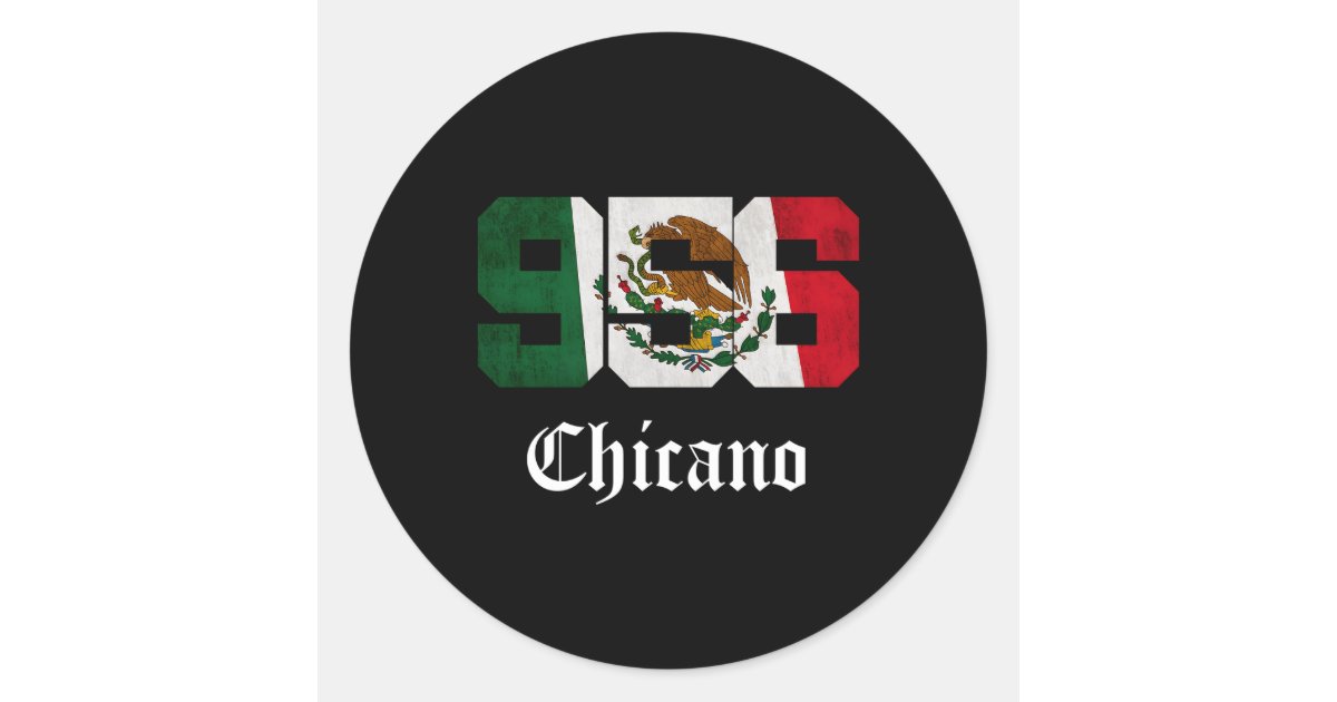 S Mexican Flag Chicano Texas 956 Area Code Classic Round Sticker | Zazzle