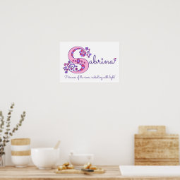 S monogram art Sabrina girls name meaning poster | Zazzle