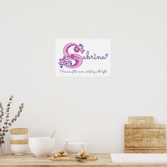 S monogram art Sabrina girls name meaning poster | Zazzle