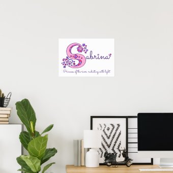 S monogram art Sabrina girls name meaning poster | Zazzle