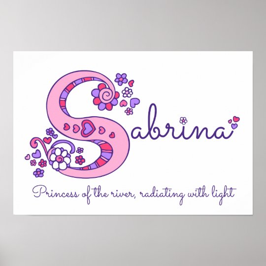 S monogram art Sabrina girls name meaning poster | Zazzle.com