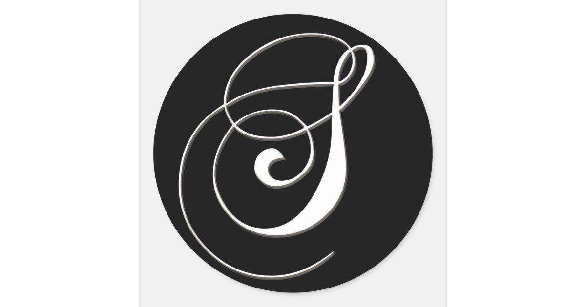 S monogram - elegant black and white classic round sticker | Zazzle