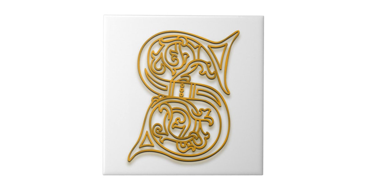 S Monogram "Irish Gold" Ceramic Tile | Zazzle