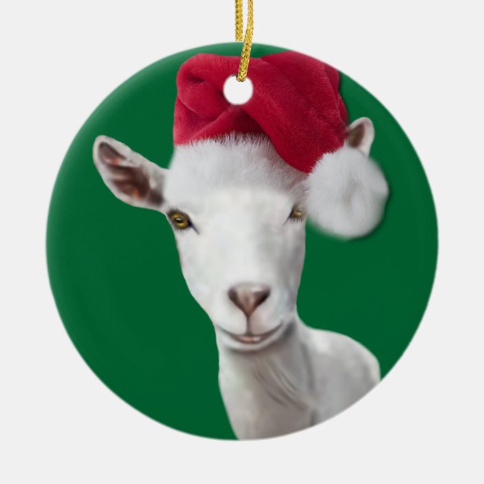 Saanen Goat Santa Hat Christmas Ornament | Zazzle.com