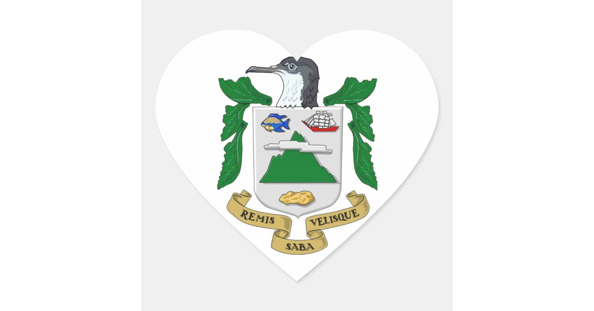 Saba Coat of Arms Heart Sticker | Zazzle