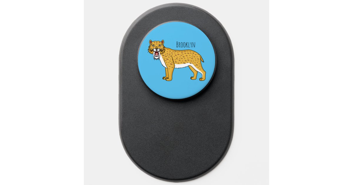 Saber-toothed tiger illustration PopSocket | Zazzle