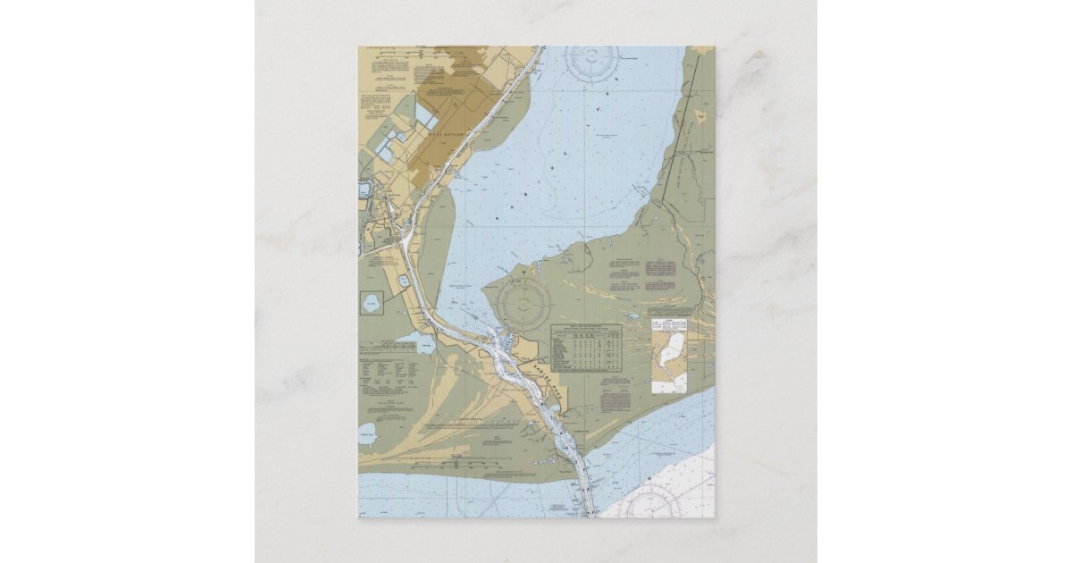 Sabine Pass Port Arthur Nautical Chart Postcard | Zazzle