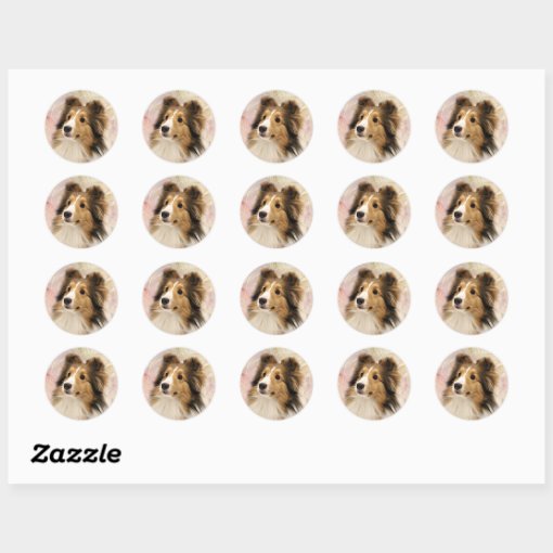Sable Sheltie face Classic Round Sticker | Zazzle
