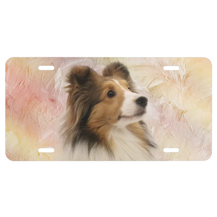Sable Sheltie face License Plate | Zazzle