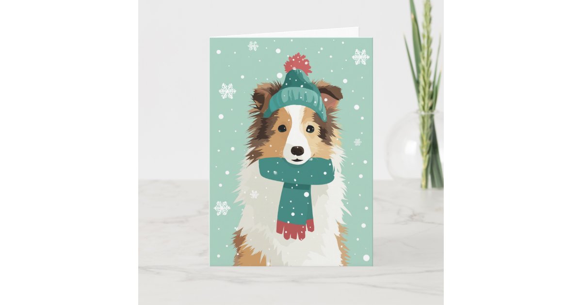 Sable Sheltie Holiday Greeting Card | Zazzle